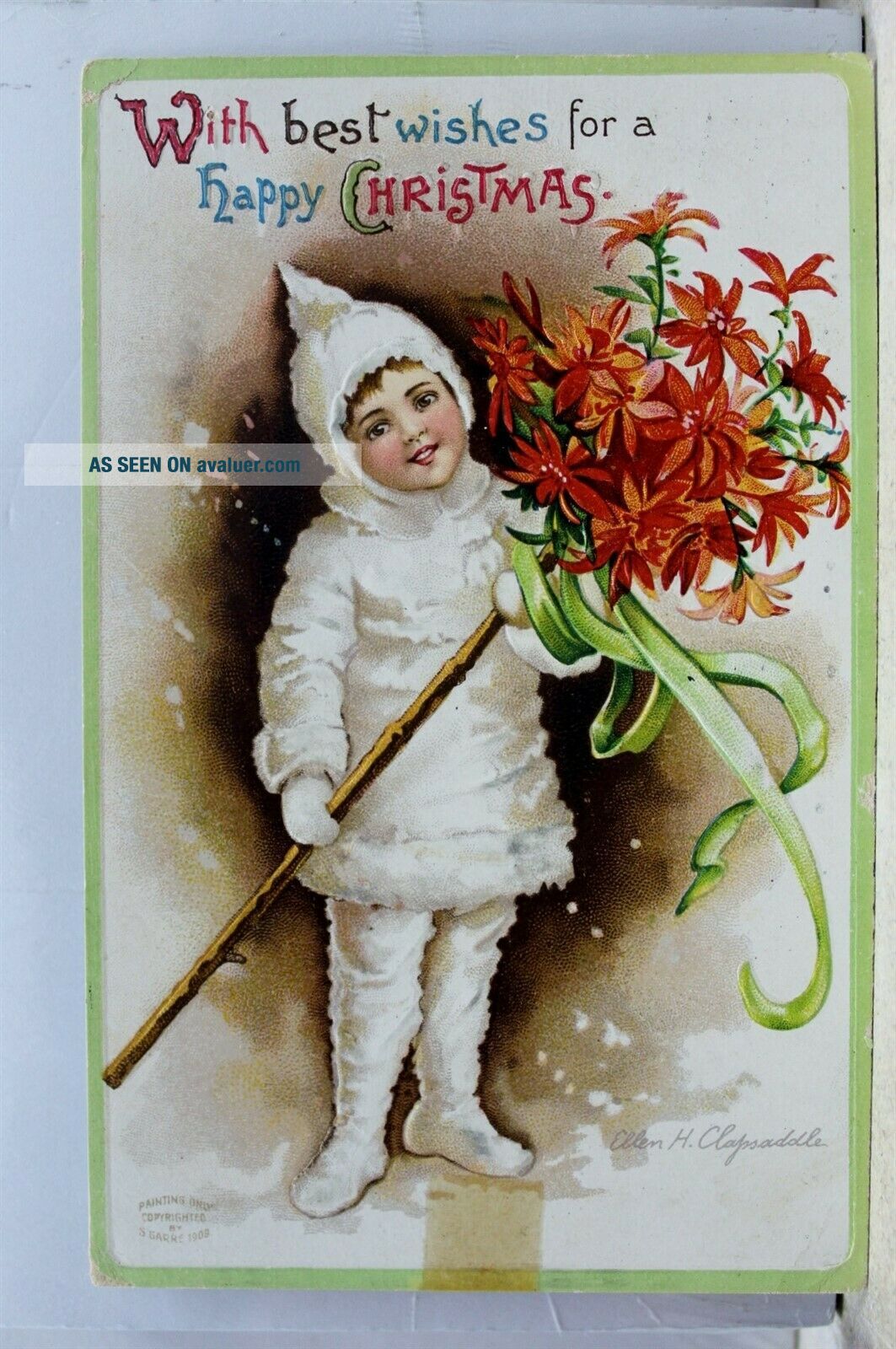 Christmas Happy Xmas Best Wishes Postcard Old Vintage Card View ...