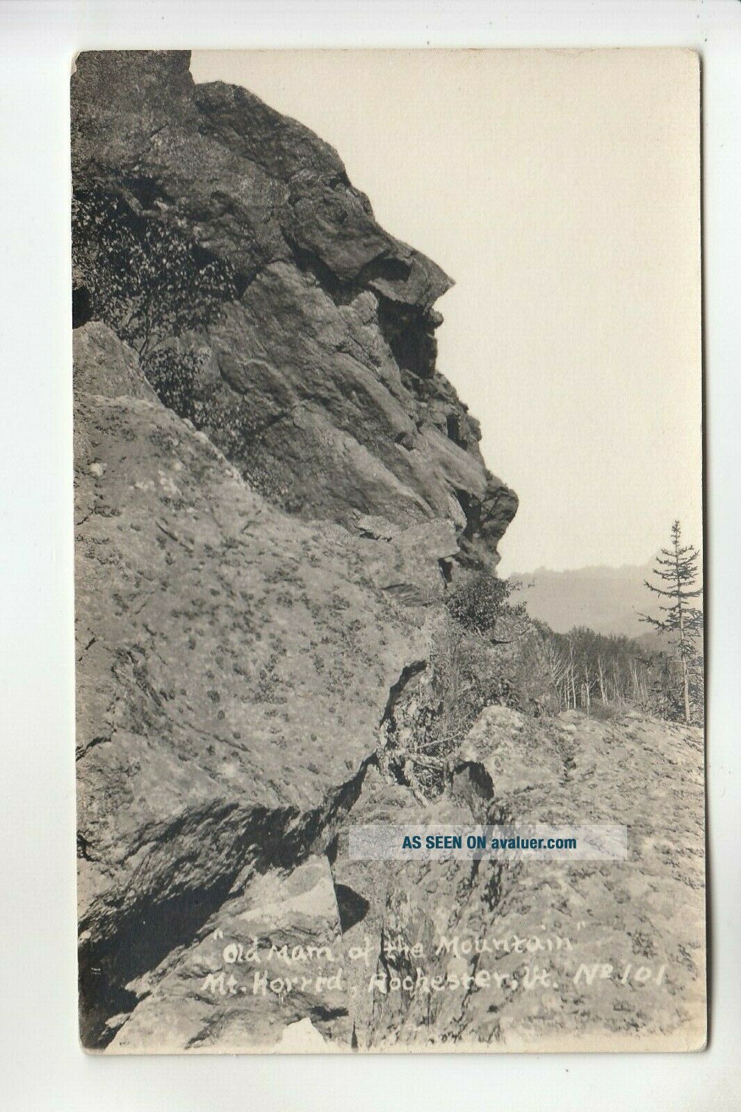 Real Photo Postcard Old Man Of The Mountain Mount Horrid Rochester VT ...