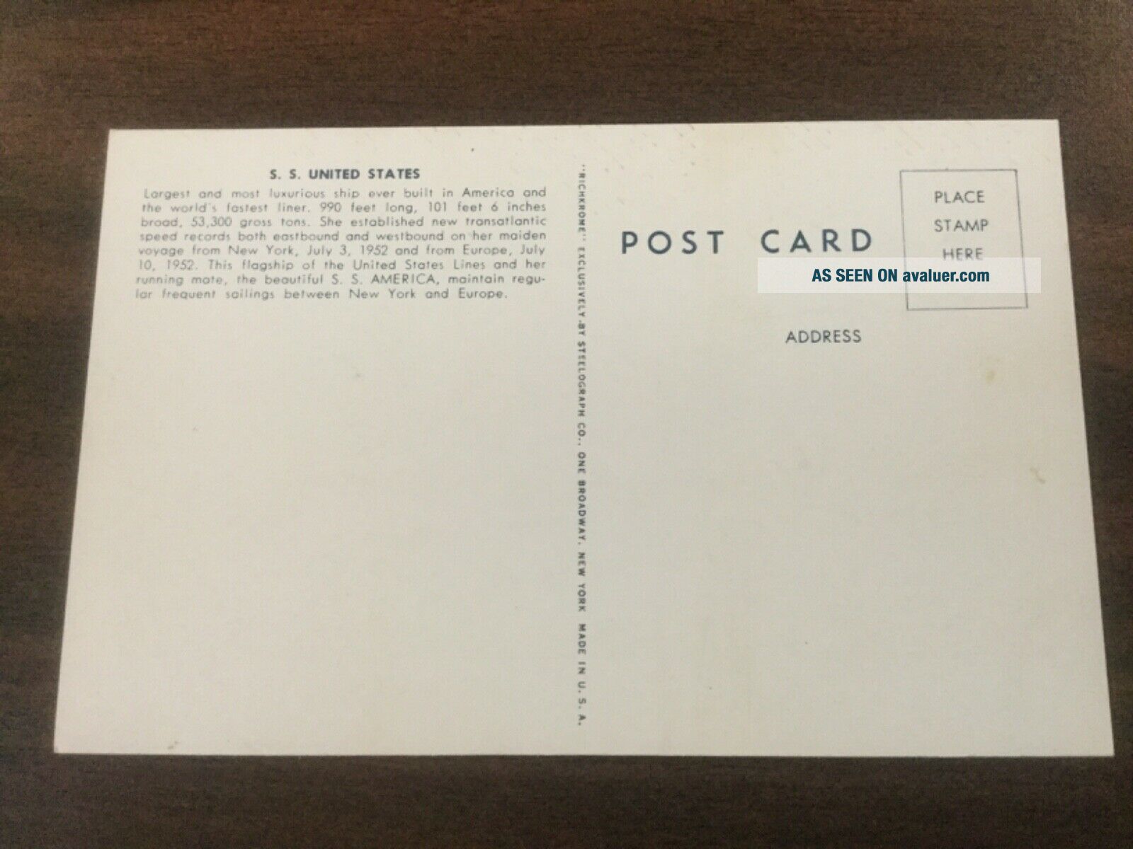 Boat Ship SS United States Liner Postcard Old Vintage Card View ...
