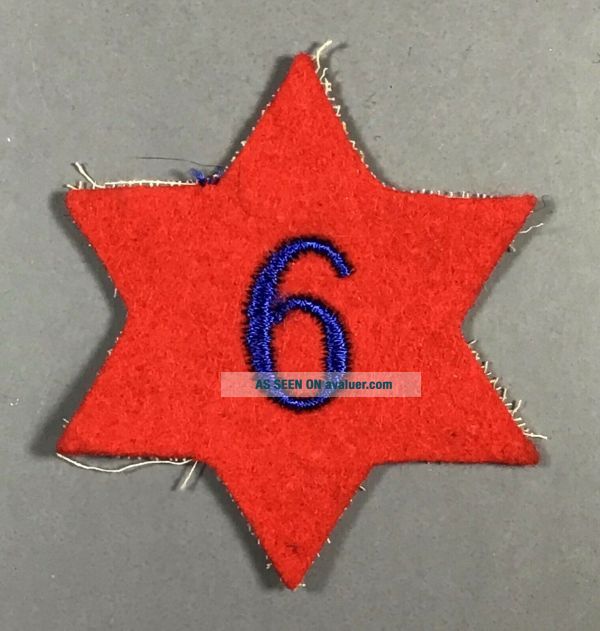 WWII Army 6th Infantry Division Old Version Felt Patch Cut Edges No ...