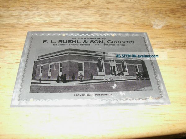 1910 ' S Era Aluminum Adv. Sign F. L. Ruehl & Son Grocers Beaver Dam WI ...