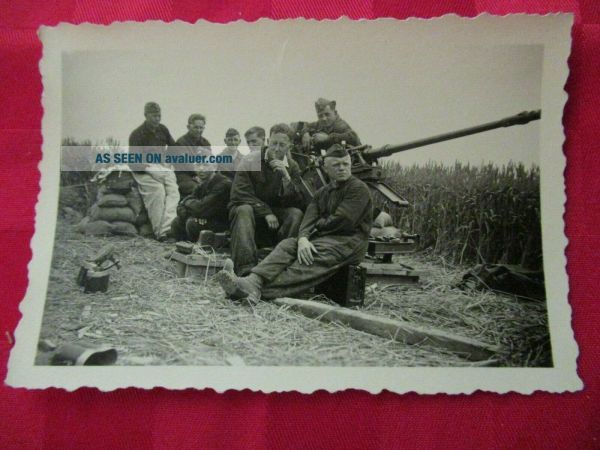WWII German Photo Combat Soldiers With 2cm In Field | #25501863