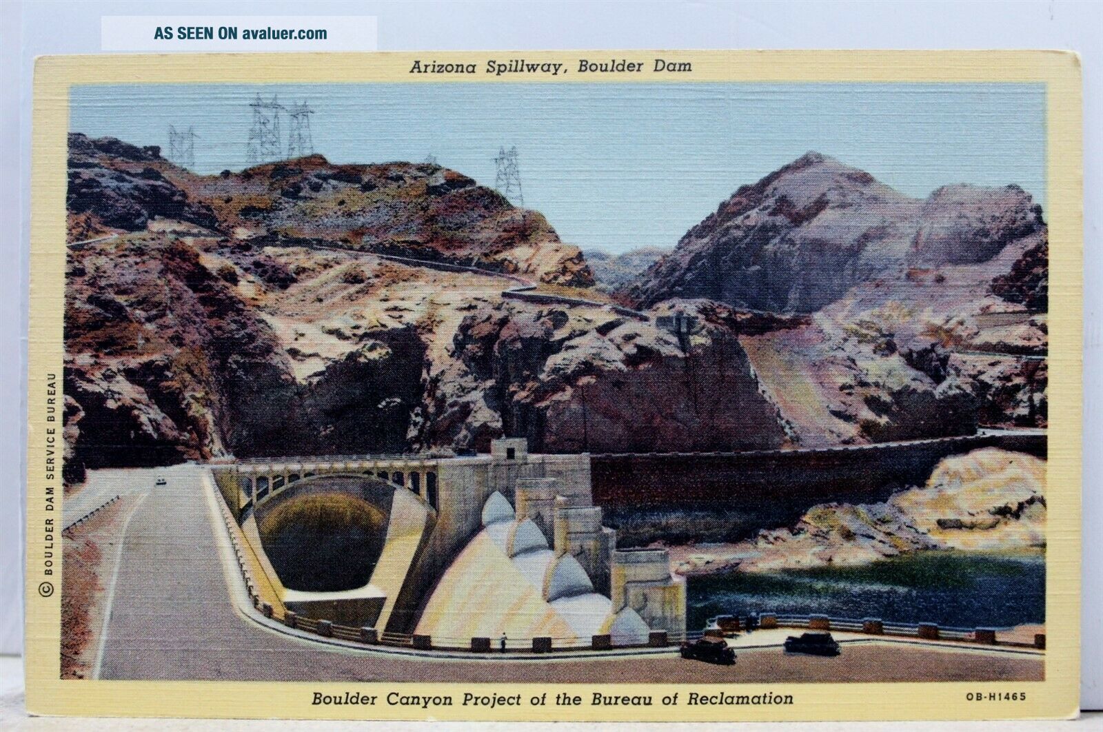 Arizona AZ Nevada NV Spillway Boulder Dam Canyon Project Postcard Old ...