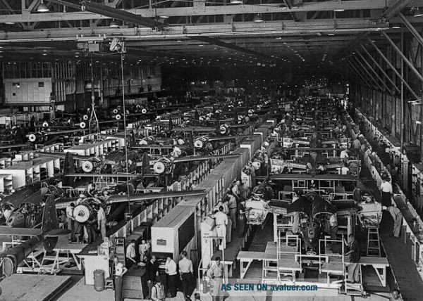 Lockheed P38 Lightning Production Line Burbank Ca. WW2 WWII 5 X 7 Re ...