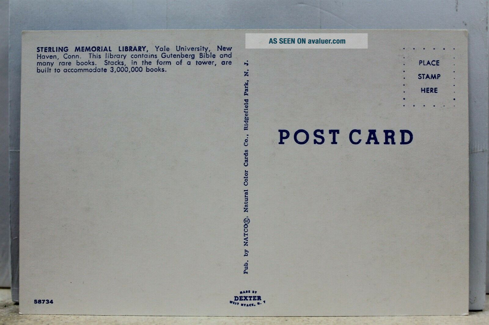 Connecticut CT Haven Yale University Sterling Memorial Library Postcard ...