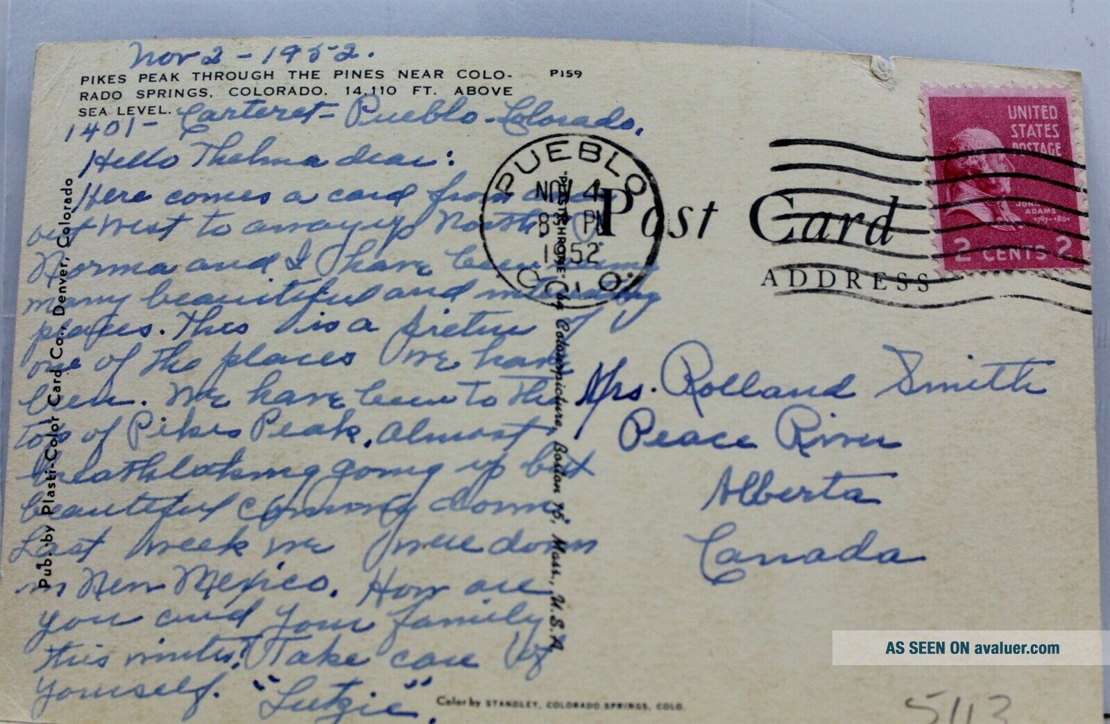 Colorado Springs CO Pikes Peak Pines Postcard Old Vintage Card View ...