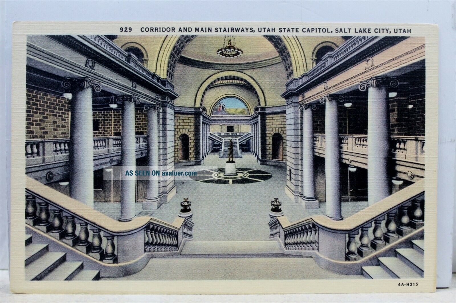 Utah UT Salt Lake City State Capitol Corridor Main Stairways Postcard ...