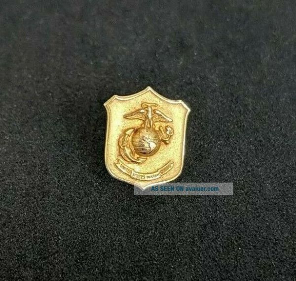 Vintage Solid Yellow 10K Gold USMC United States Marine Corps Lapel ...