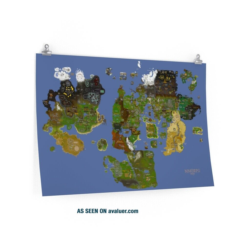 Old School Runescape World Map Art Print W/ Map Markers 2007 RS ...