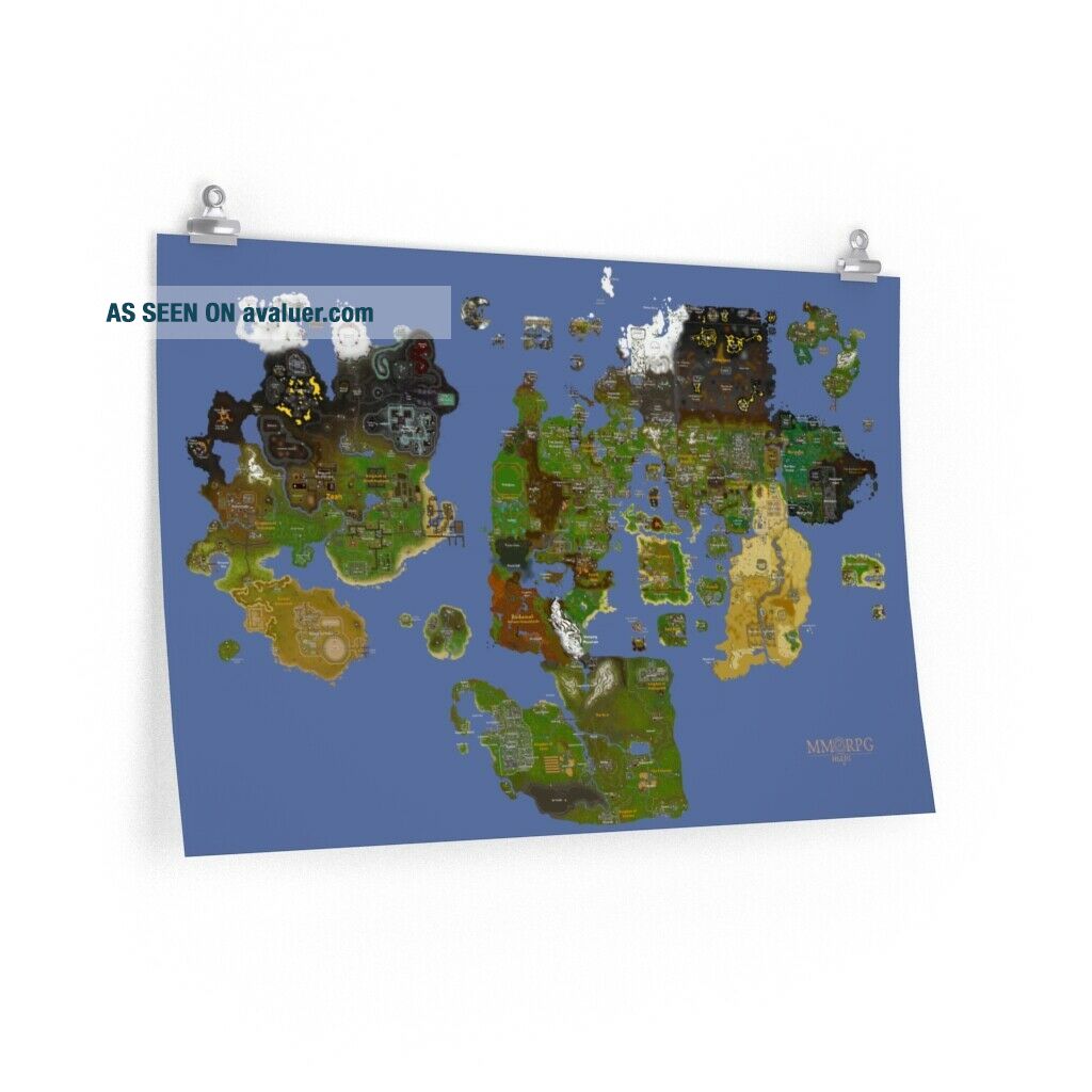 Old School Runescape World Map Art Print W/ Map Markers 2007 RS ...