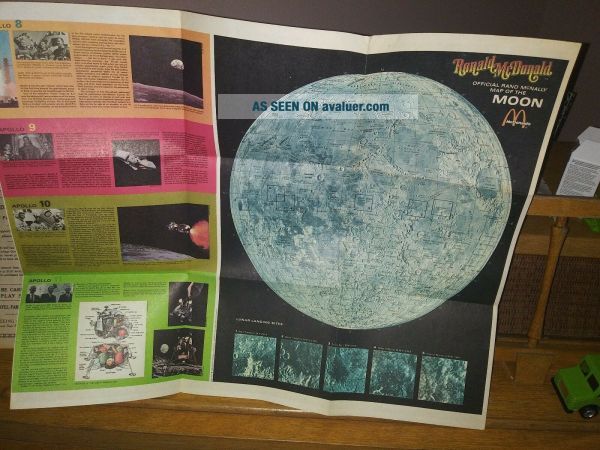 Ronald McDonald Rand McNally Map Of The Moon And Outer Space 1969 ...