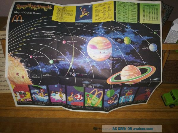 Ronald McDonald Rand McNally Map Of The Moon And Outer Space 1969 ...