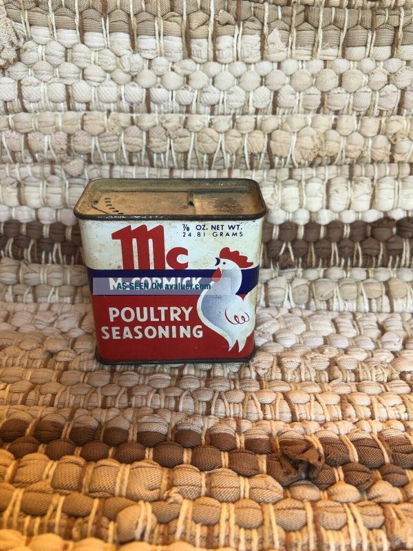 Vintage Mccormick Poultry Seasoning Red And White Tin W/ White Rooster ...