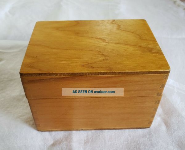 Vintage Dovetailed Oak Recipe Box Wood Card File PSI Napa CA | #25876359