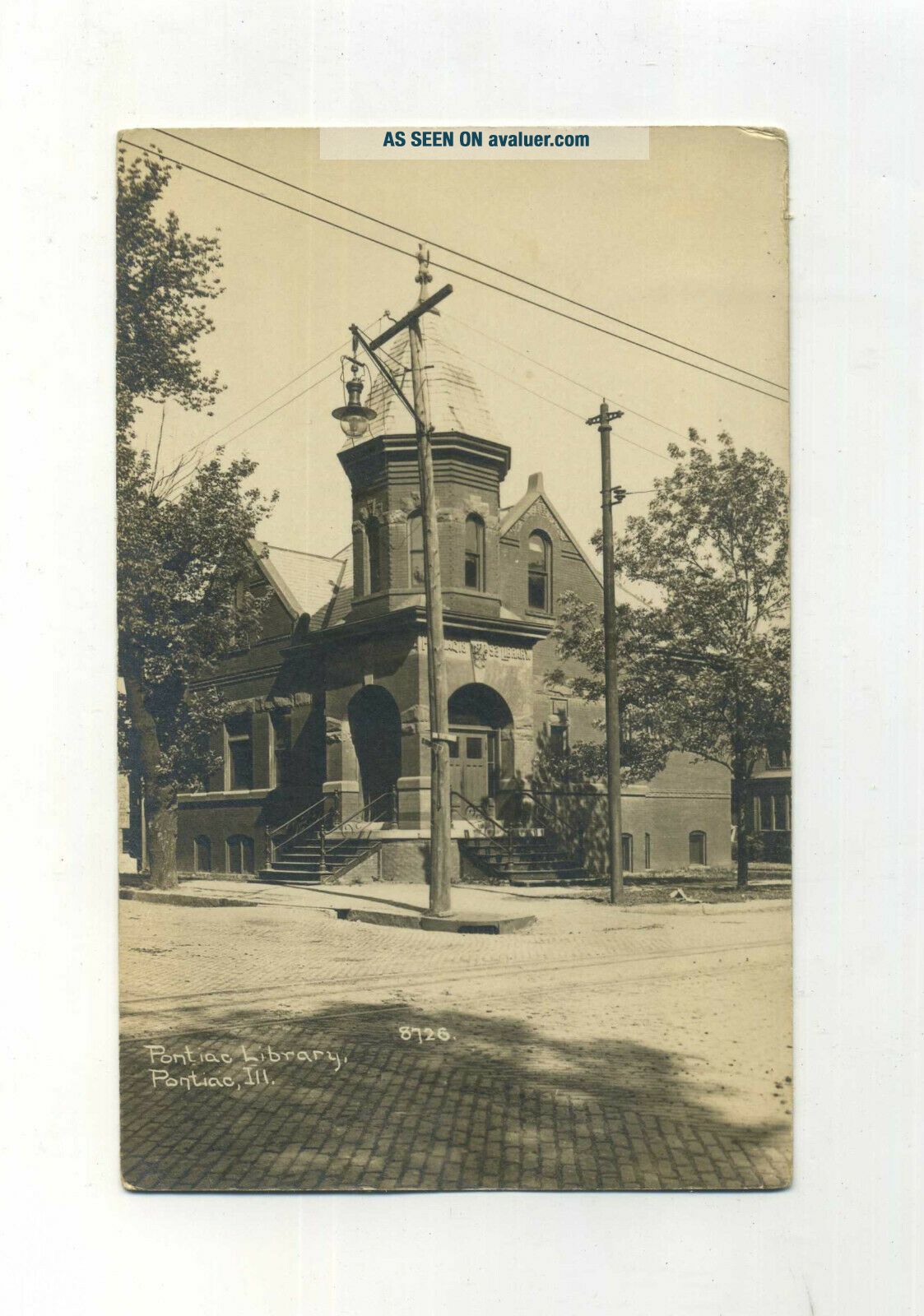 Vintage Real Photo Postcard Pontiac Library Pontiac IL C R Childs RPPC ...
