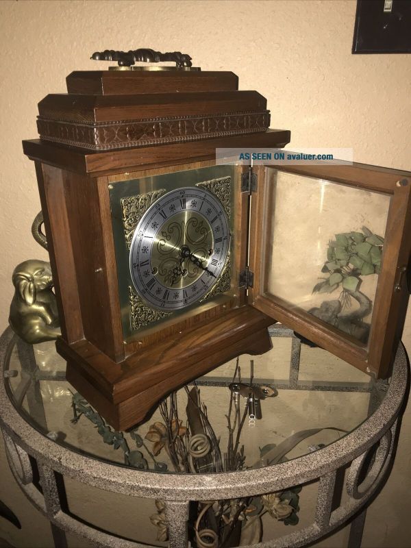 VINTAGE GERMAN FRANZ HERMLE KEY WOUND 8 DAY TRIPLE CHIME MANTEL CLOCK ...
