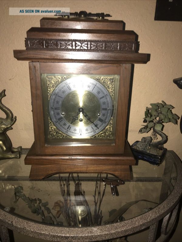 VINTAGE GERMAN FRANZ HERMLE KEY WOUND 8 DAY TRIPLE CHIME MANTEL CLOCK ...