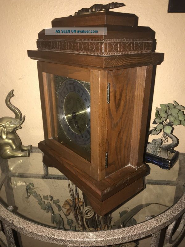 VINTAGE GERMAN FRANZ HERMLE KEY WOUND 8 DAY TRIPLE CHIME MANTEL CLOCK ...