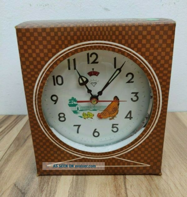 Vintage Animated Pecking Chicken Hen Alarm Clock Diamond China Green ...