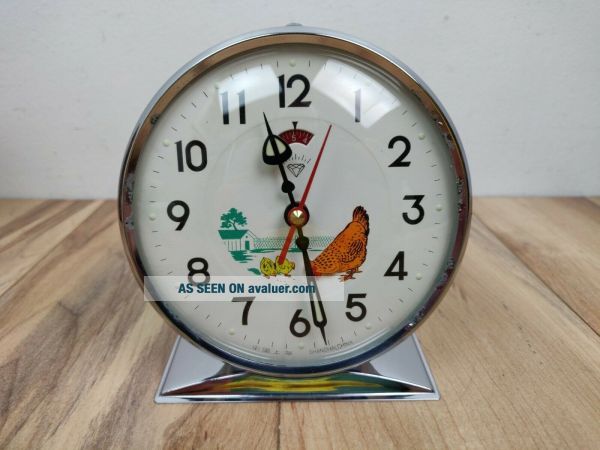 Vintage Animated Pecking Chicken Hen Alarm Clock Diamond China Green ...
