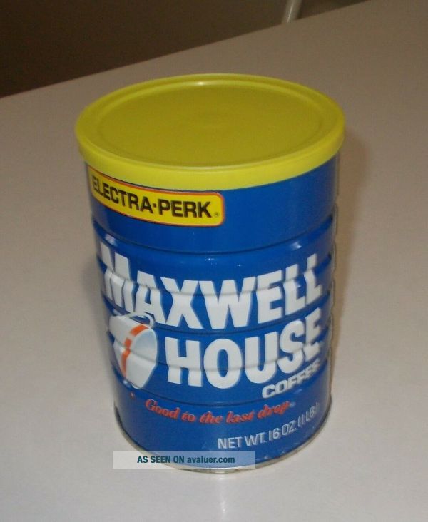 Vintage Maxwell House 1 Lb. Metal/Tin Coffee Can With Lid In VG | #25840056
