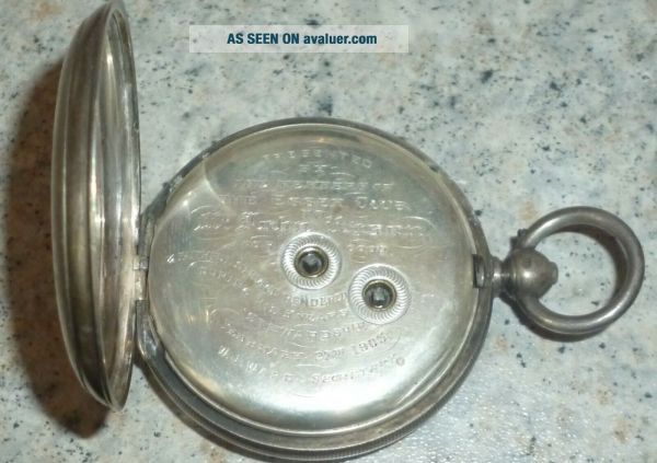 LONDON 1902 SOLID SILVER BENSON LONDON KEY WIND/ KEYWIND POCKET WATCH ...