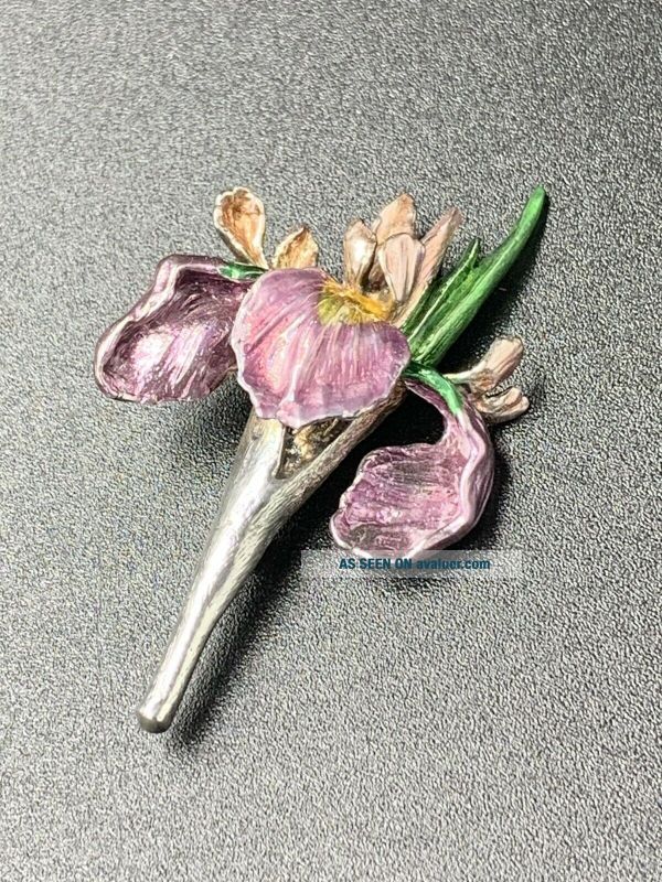 Vintage Sterling Enamel MFA Iris Pin / Brooch Or Pendant Museum Of Fine ...