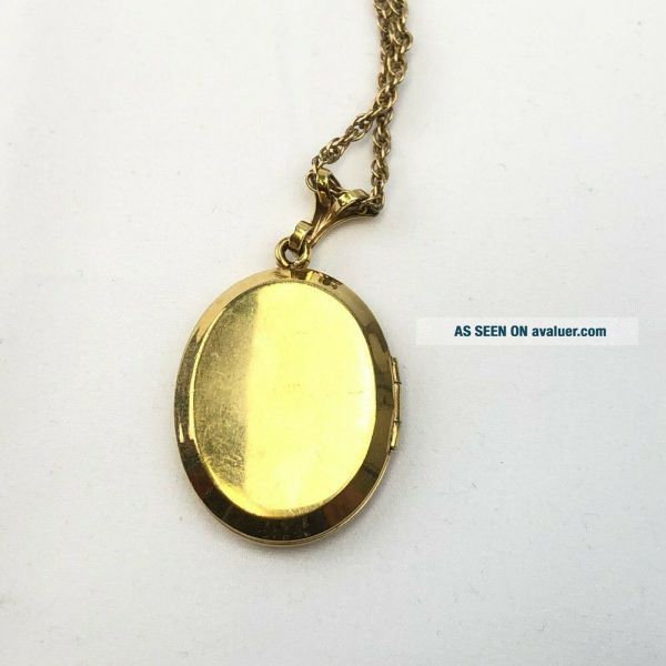 Vintage 12k Gold Filled Carved Locket Pendant And Necklace | #26020187