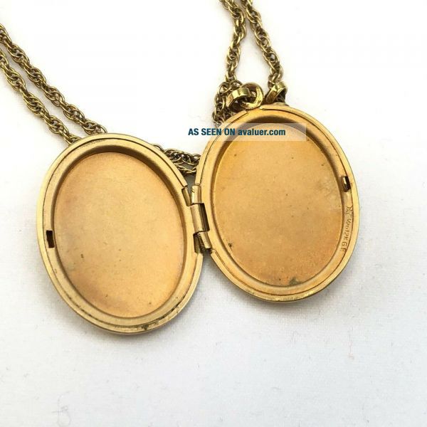 Vintage 12k Gold Filled Carved Locket Pendant And Necklace | #26020187