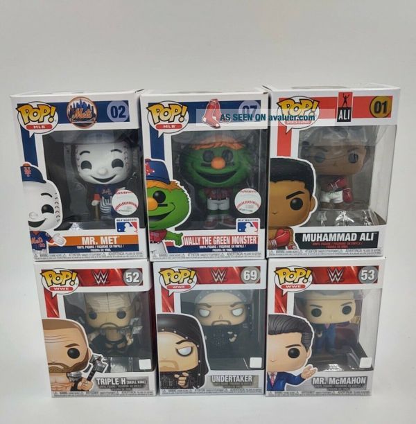 Funko Pop WWE Undertaker Mr McMahon Triple H Muhammad Ali Mr Met Wally ...