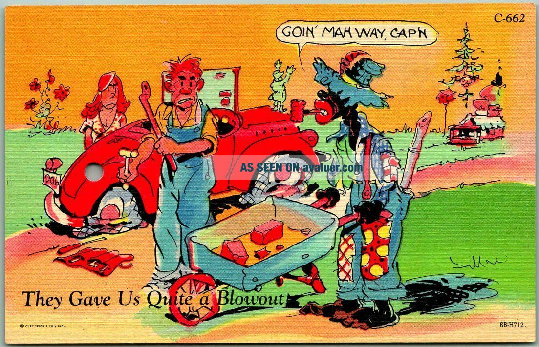 Vintage RAY WALTERS Comic Postcard Curteich Linen Motoring Comics C ...