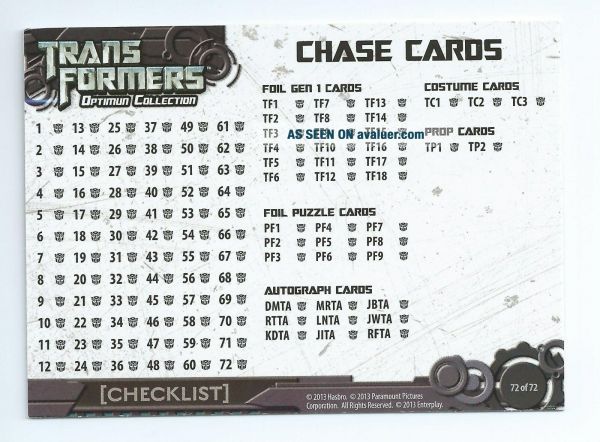 2013 Breygent/Enterplay Transformers Optimum Mini Master Set 99 Cards ...