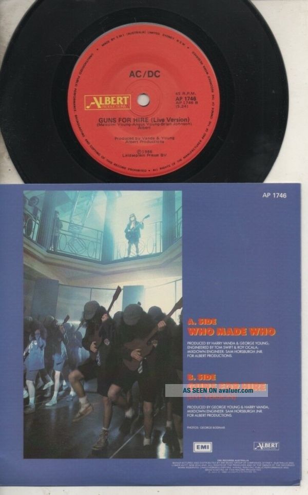 AC DC Rare 1986 Aust Only 7 " OOP Red Albert Rock P/C Single " Who Made ...
