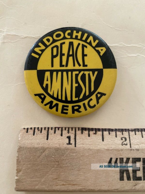 Vintage INDOCHINA PEACE AMNESTY AMERICA Pin Anti - Vietnam War Pinback ...
