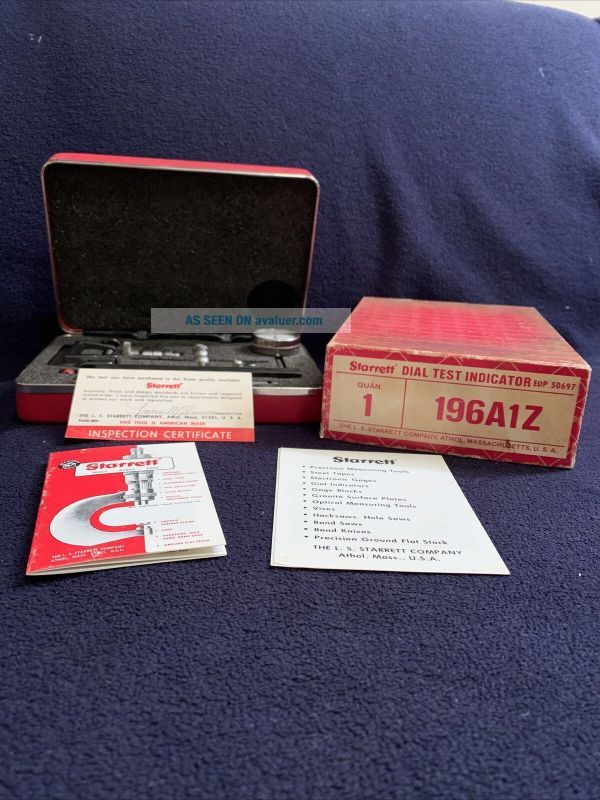 Starrett No. 196 Test Dial Indicator Set Vintage Machinist Tools Case ...