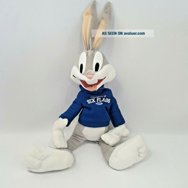 Warner Brothers Looney Tunes Bugs Bunny Rabbit Plush Six Flags Blue ...
