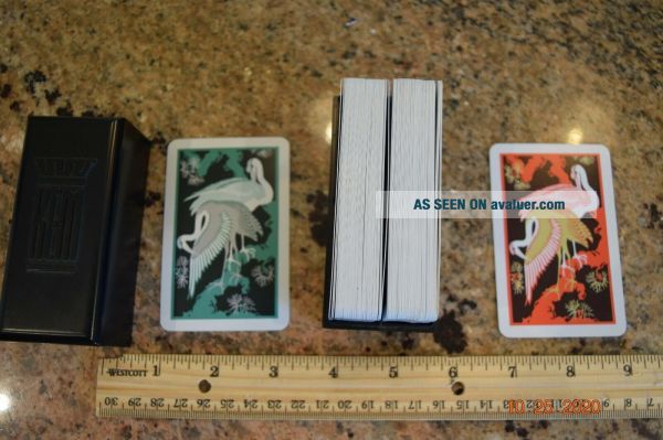 Vintage Double Deck KEM Plastic Playing Cards With Red And Green Cranes ...
