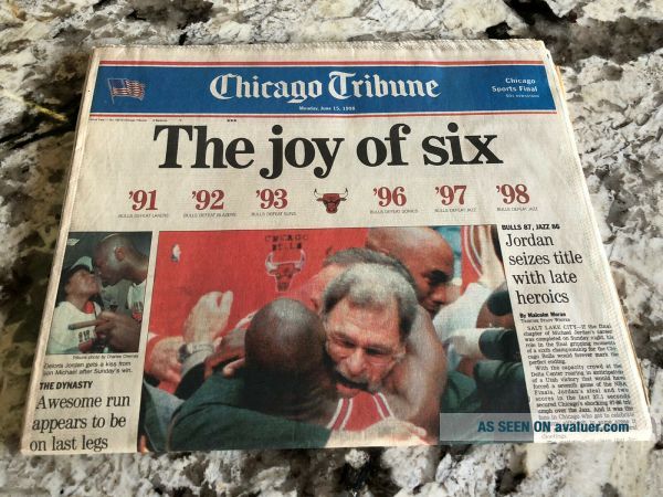 CHICAGO TRIBUNE June 15 1998 The Joy Of Six NBA Champion Bulls Michael ...