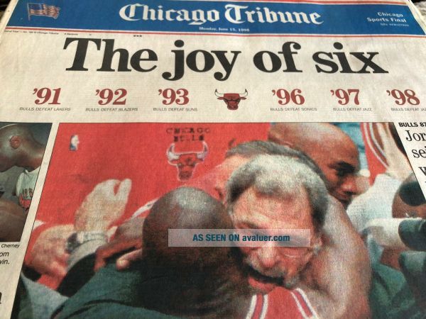 CHICAGO TRIBUNE June 15 1998 The Joy Of Six NBA Champion Bulls Michael ...