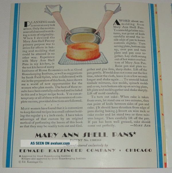 1920s Mary Ann Shell Pans Edward Katzinger Company Illustrated Booklet ...