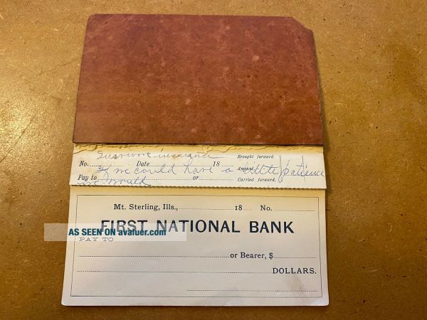 Mt. Sterling, IL - First National Bank - Checkbook With Two Checks ...