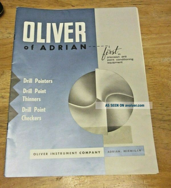Oliver Of Adrian Instrument Co Michigan Booklet Precision Drill Point ...