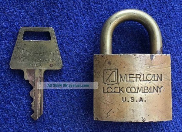 Vintage 1987 US Navy Issue Solid Brass American Lock Company Padlock ...