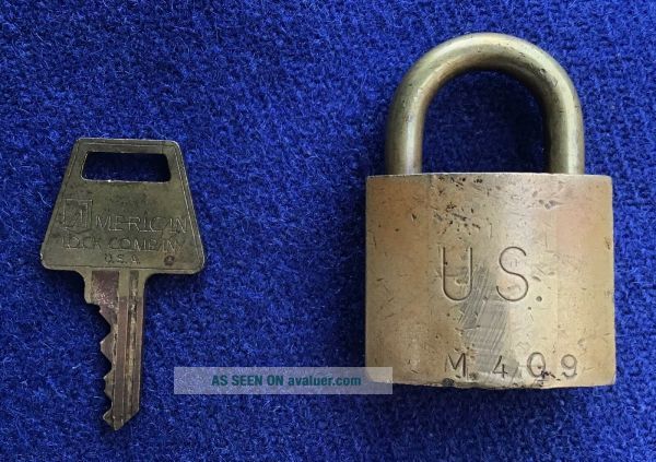 Vintage 1987 US Navy Issue Solid Brass American Lock Company Padlock ...