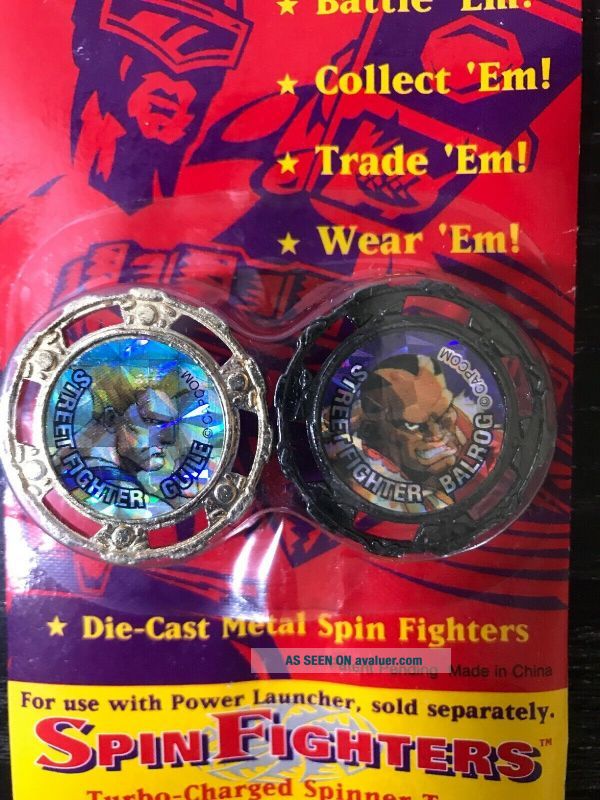 Vtg 1983 Bandai STREET FIGHTER II Turbo Spin Fighters Metal Tops ...