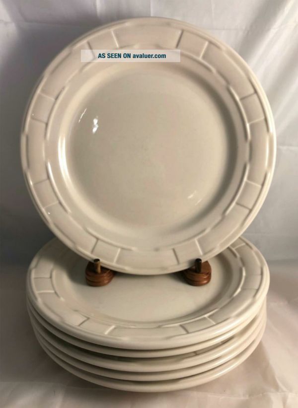 Set Of 6 Longaberger WOVEN TRADITIONS IVORY Dinner Plates | #26816459