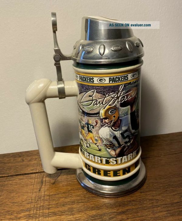 Bart Starr Green Bay Packers Danbury Collectors Stein Beer Mug NFL ...