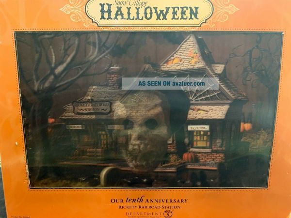 DEPARTMENT 56 HALLOWEEN RICKETY RAILROAD STATION LIGHTS UP SNOW VILLAGE ...