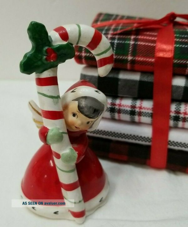 Vintage Napco 1956 Christmas Girl Candy Cane Angel Bell Figurine ...