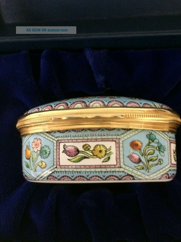 Enamel Halcyon Days 1990 " A Year To Remember " Floral Trinket Box ...